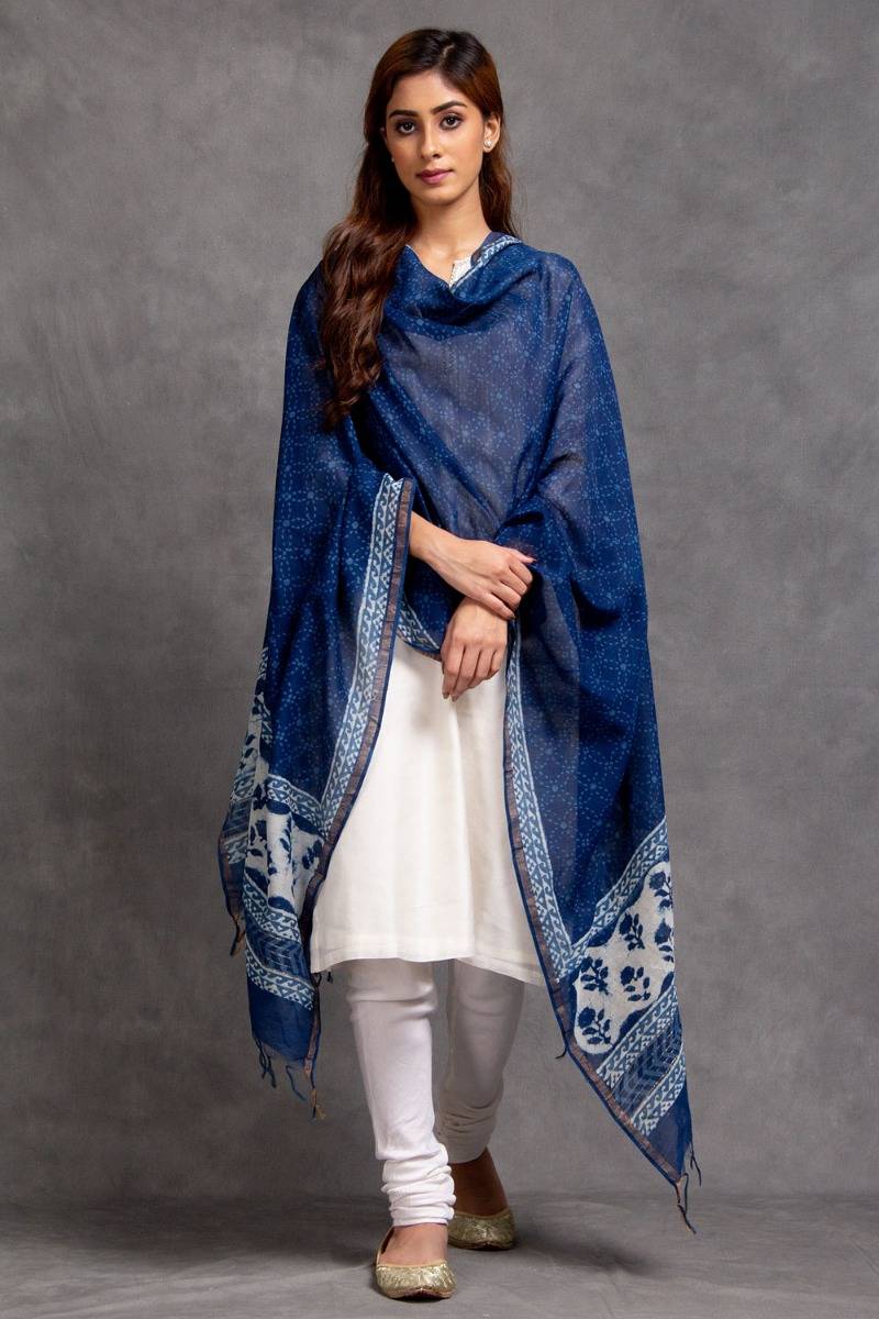 Ambud Dabu Chanderi Dupatta – Craft Maestros